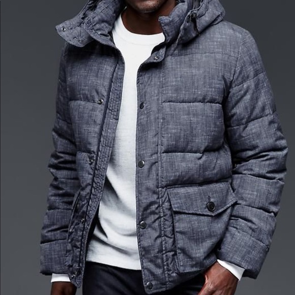GAP | Jackets & Coats | Gap Mens Blue Denim Puffer Coat | Poshmark